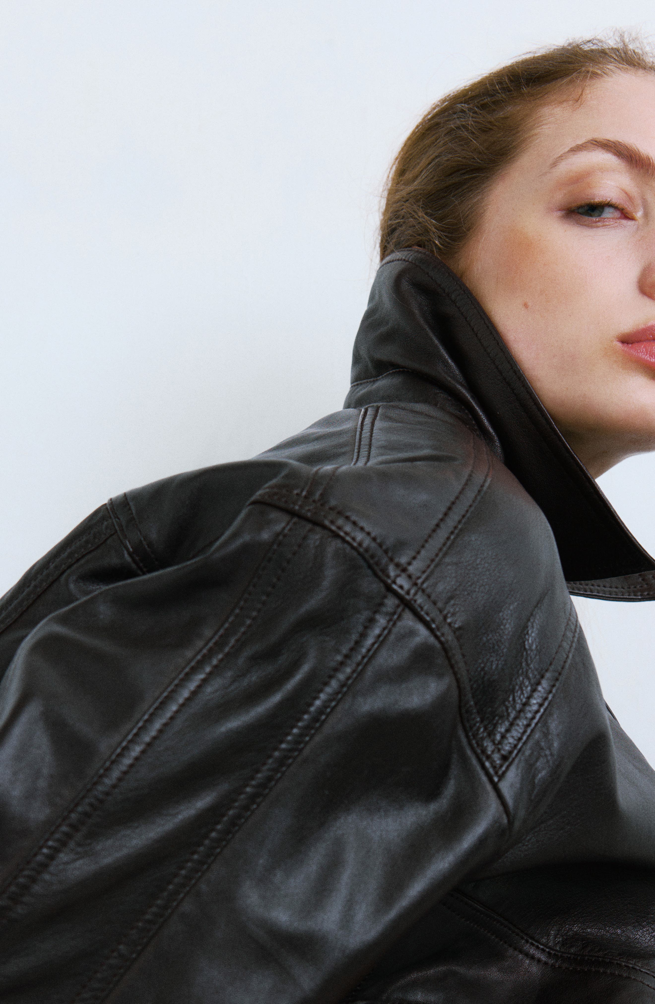 MANGO London Oversize Leather Jacket | Nordstrom