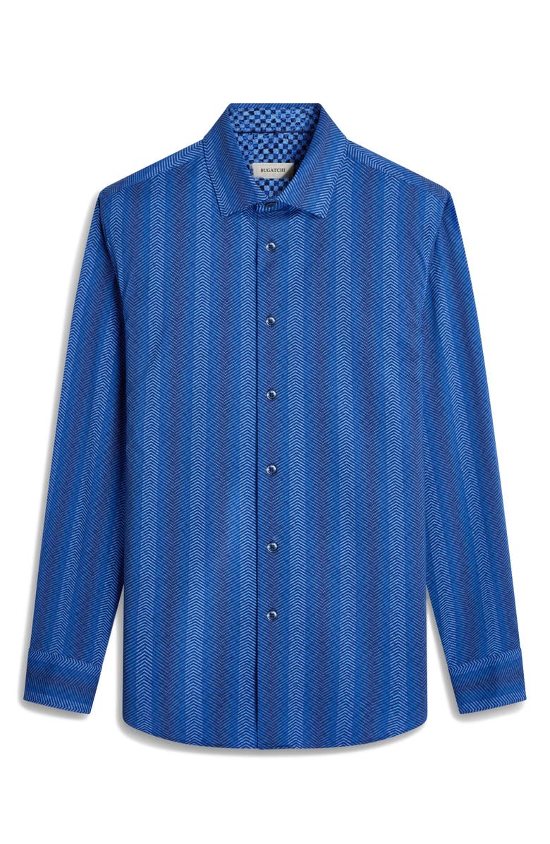 Bugatchi Jimmy OoohCotton® Herringbone Print Button-Up Shirt ...