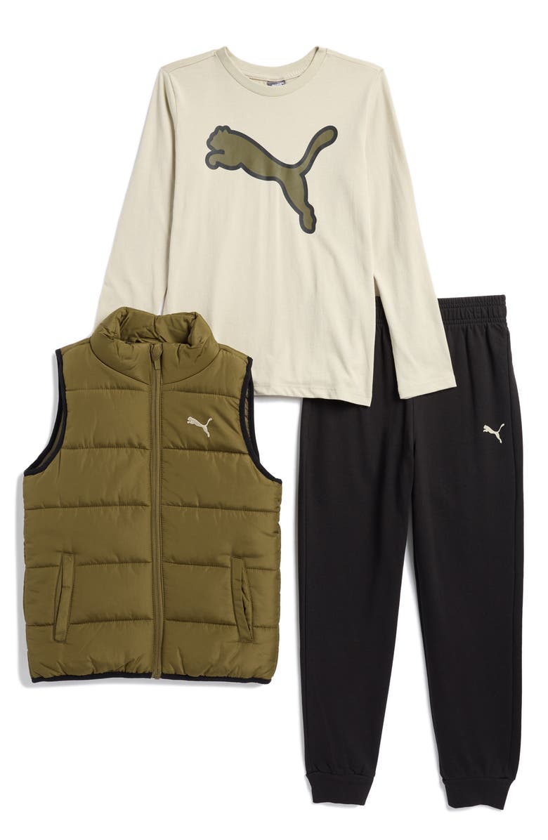 PUMA Kids' Long Sleeve T-Shirt, Joggers & Puffer Vest Set | Nordstromrack