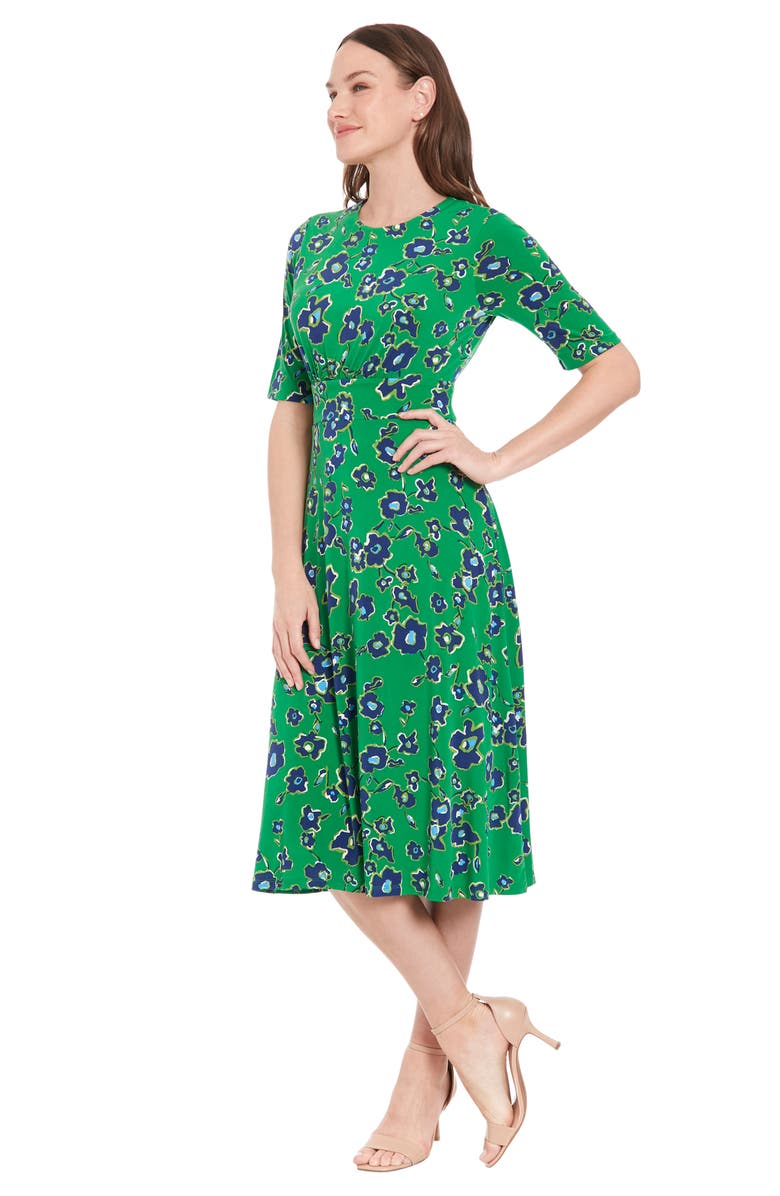 London Times Floral Print Flare Midi Dress | Nordstromrack