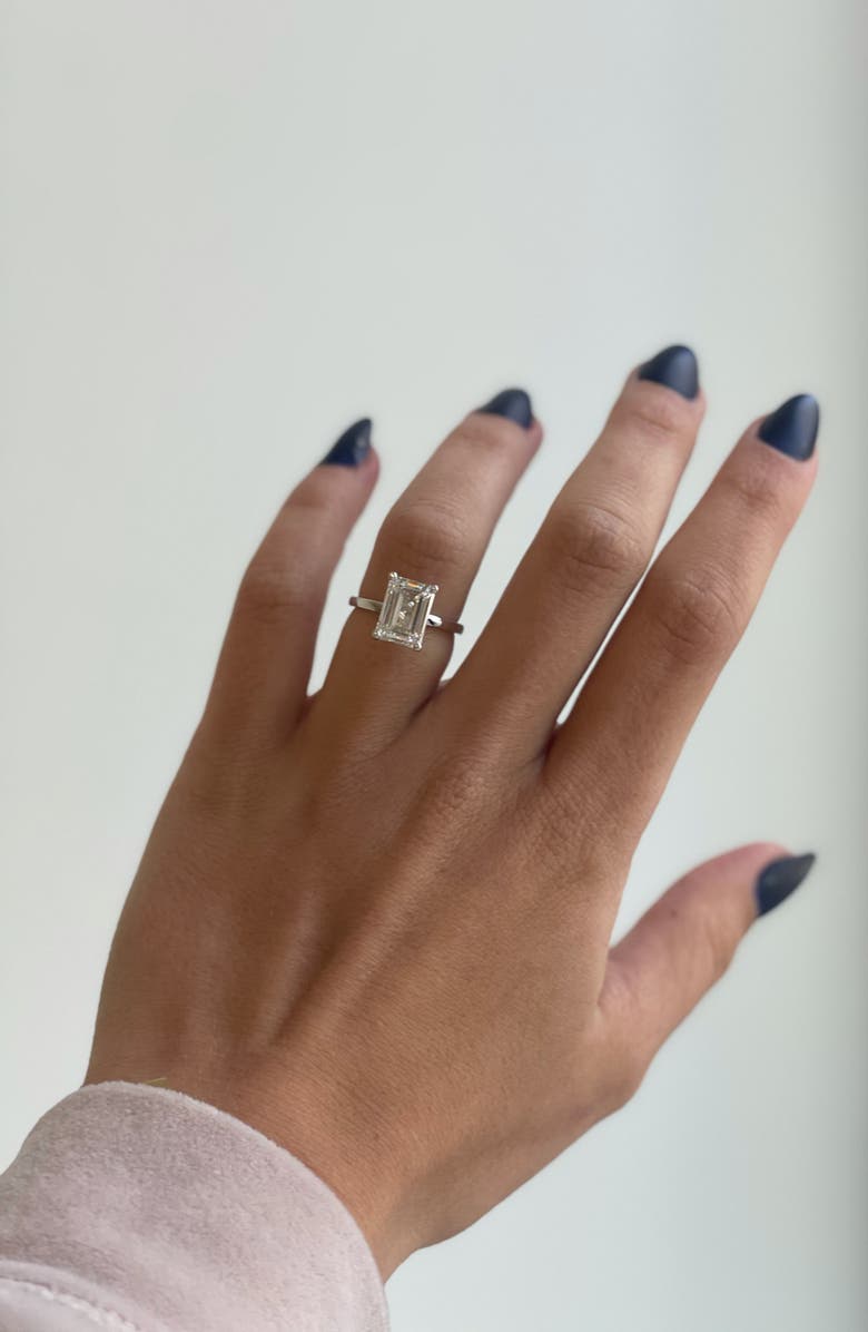 Everyday By HauteCarat 18K White Gold Emerald Cut Lab Created Diamond ...