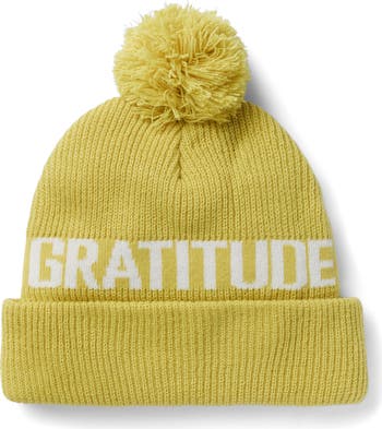 Spiritual Gangster Gratitude Intarsia Pompom Beanie | Nordstromrack