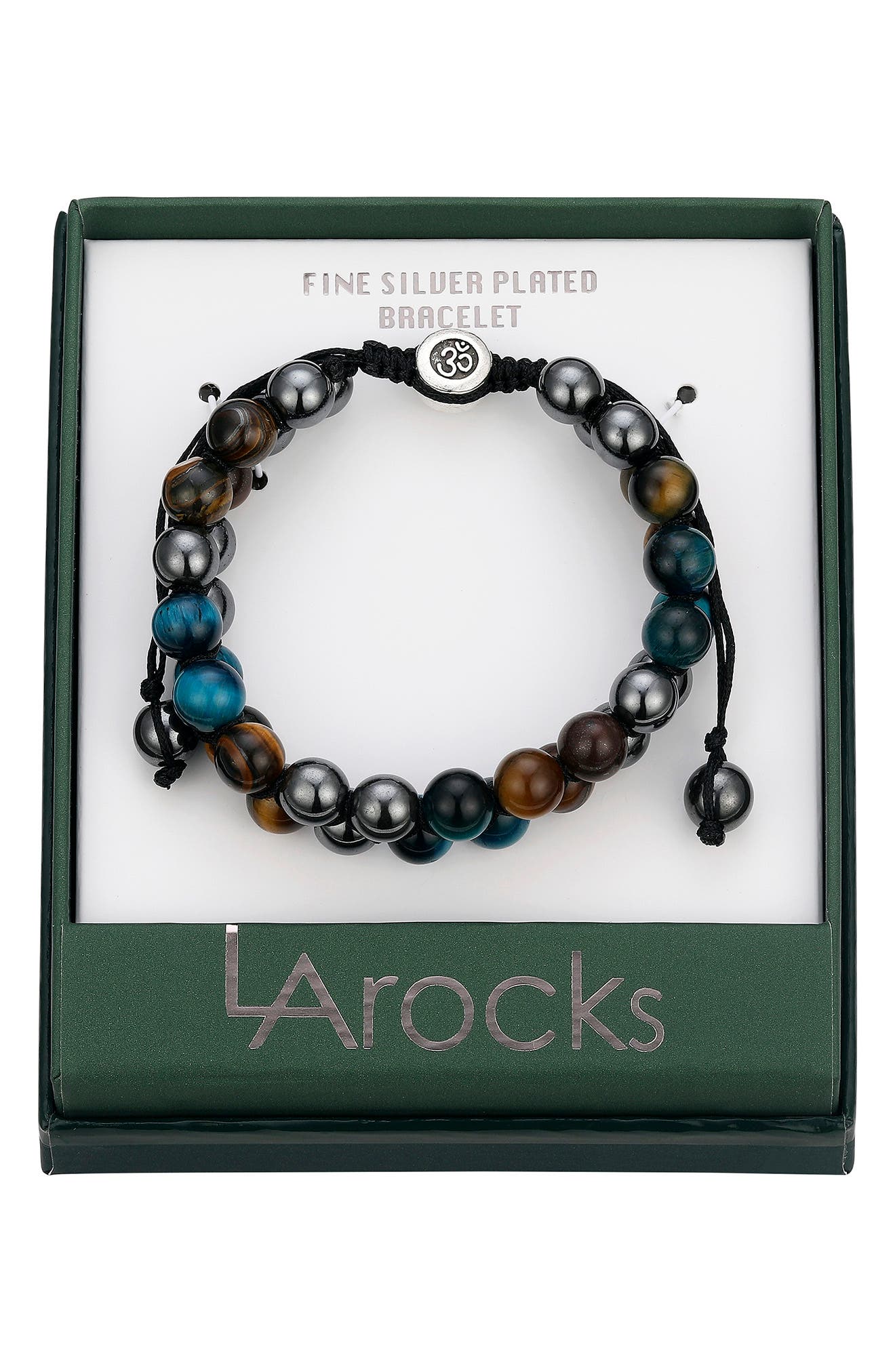 LA ROCKS Brown & Blue Tiger Eye Beaded Slider Bracelet | Nordstromrack