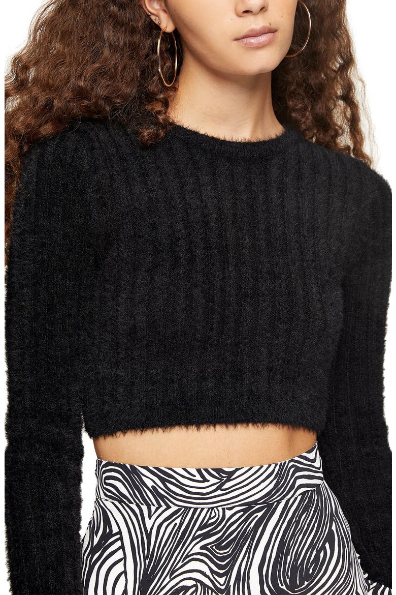 Fluffy Ribbed Crop Sweater (Women) | Nordstromrack