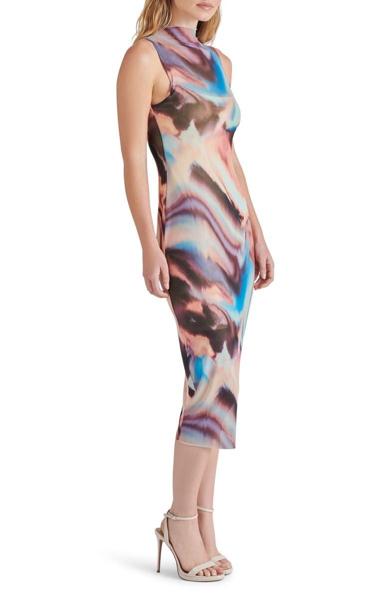 Steve Madden Sidra Funnel Neck Mesh Midi Dress | Nordstrom