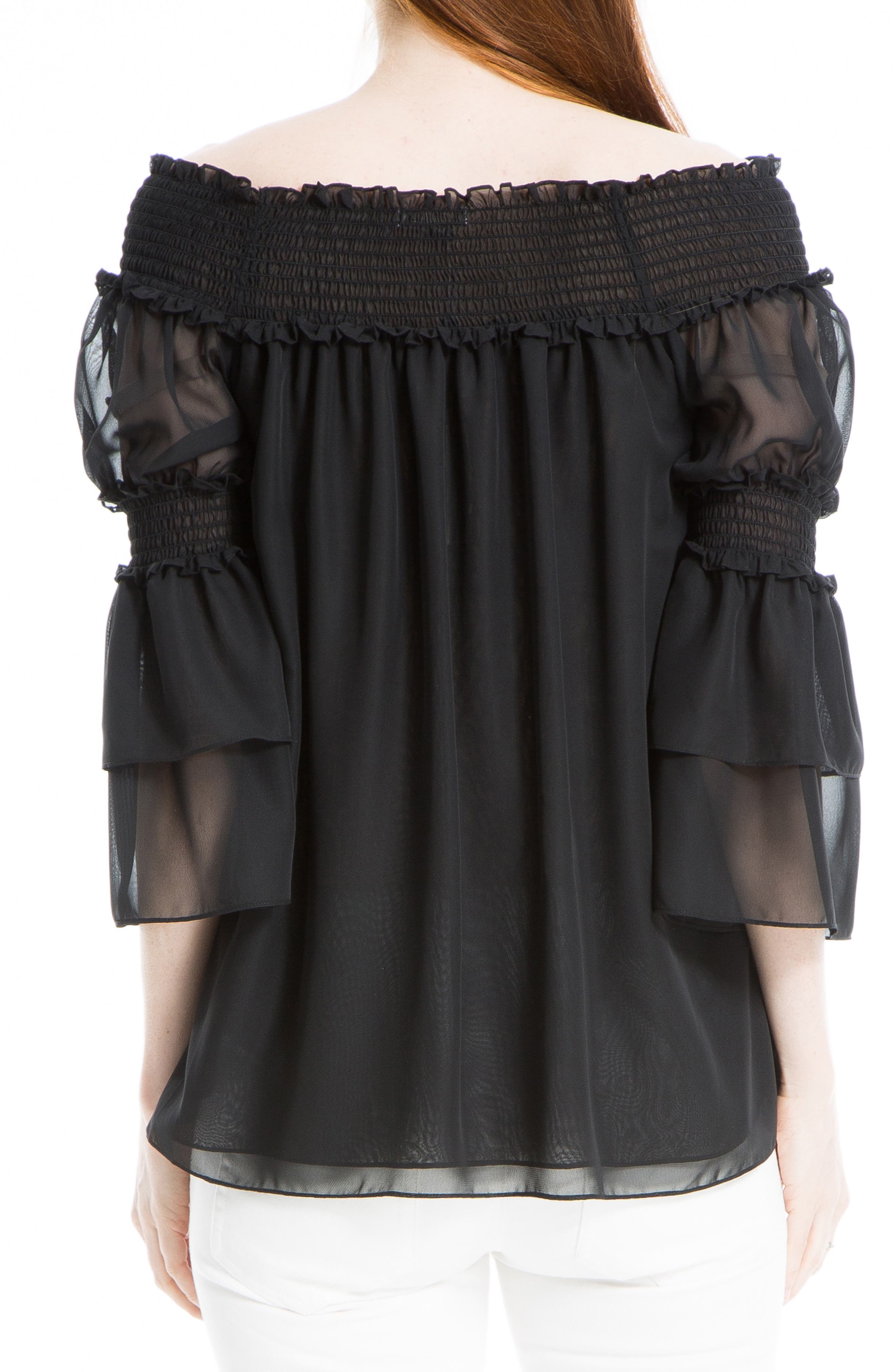 MAX STUDIO Off-the-Shoulder Smock Double Ruffle Top | Nordstromrack