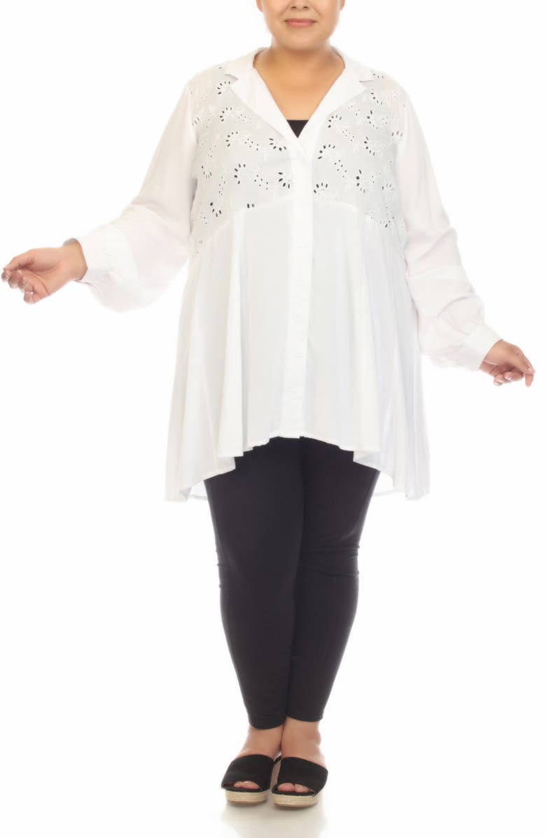 BOHO ME Embroidered Eyelet Button-Up Tunic Top | Nordstromrack