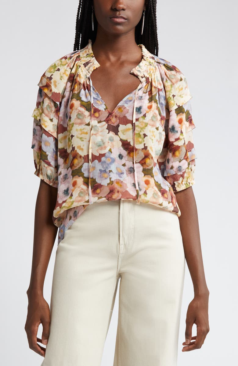 Rails Paris Floral Split Neck Top | Nordstromrack