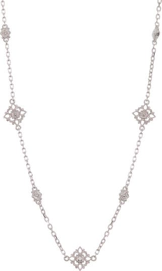 Judith Ripka Sterling Silver White Topaz Station Chain Necklace ...