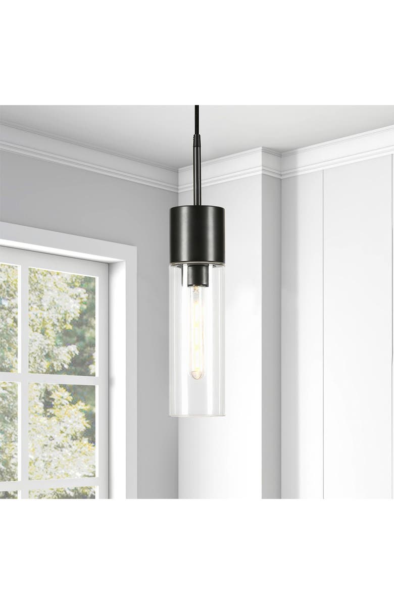 ADDISON AND LANE Lance Blackened Steel and Clear Glass Pendant ...