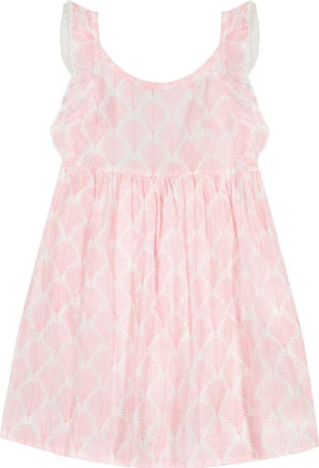 Mer St. Barth Daphne Girl's Flutter Sleeve Dress Pink Feather | Nordstrom