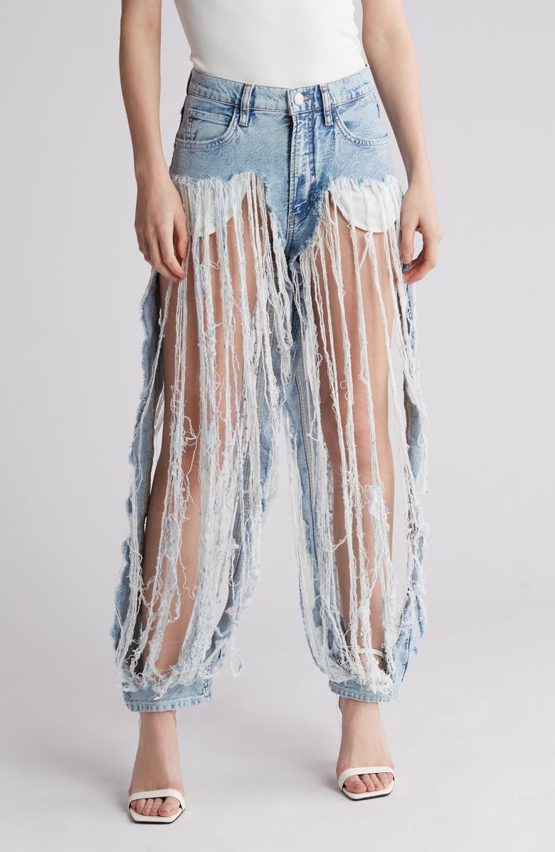 FRAME Atelier Shredded High 'n Tight Straight Leg Jeans | Nordstromrack