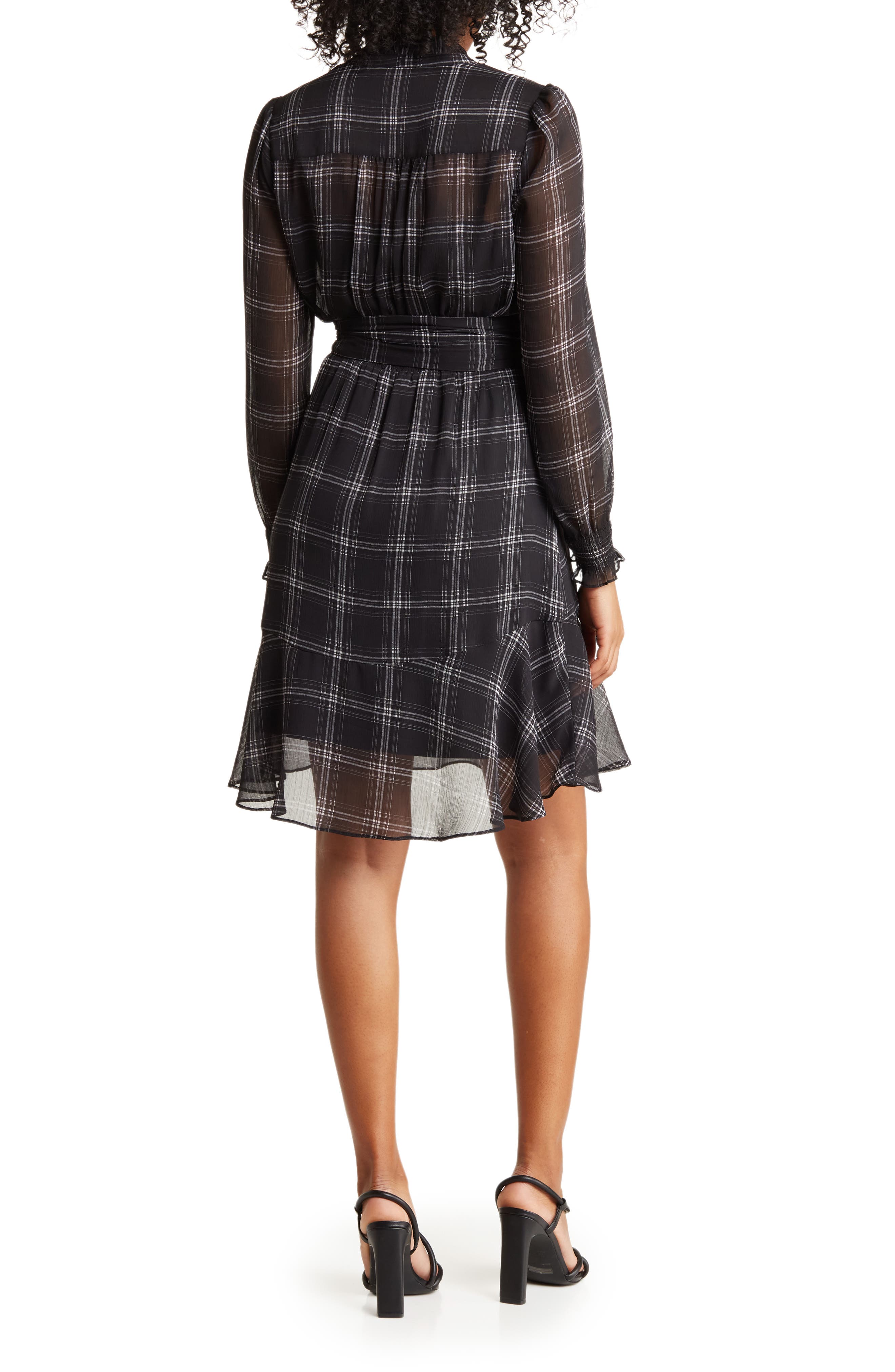 Tommy Hilfiger Fine Plaid Notched Neck Shirtdress | Nordstromrack