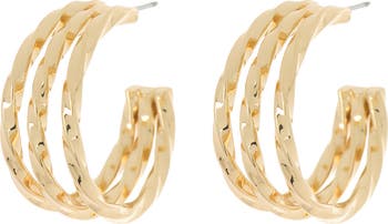 Stephan & Co. Twisted Triple Hoop Earrings | Nordstromrack