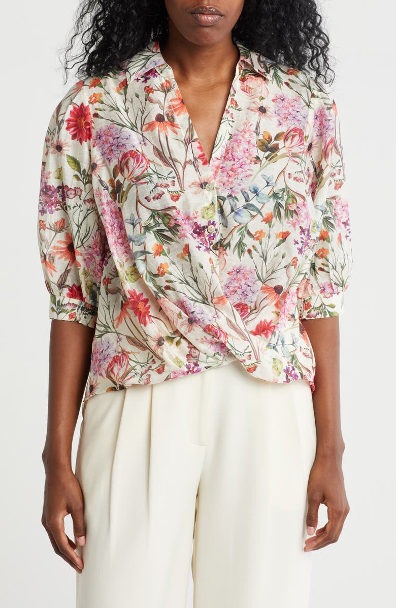CHENAULT Floral High-Low Button-Up Shirt | Nordstromrack