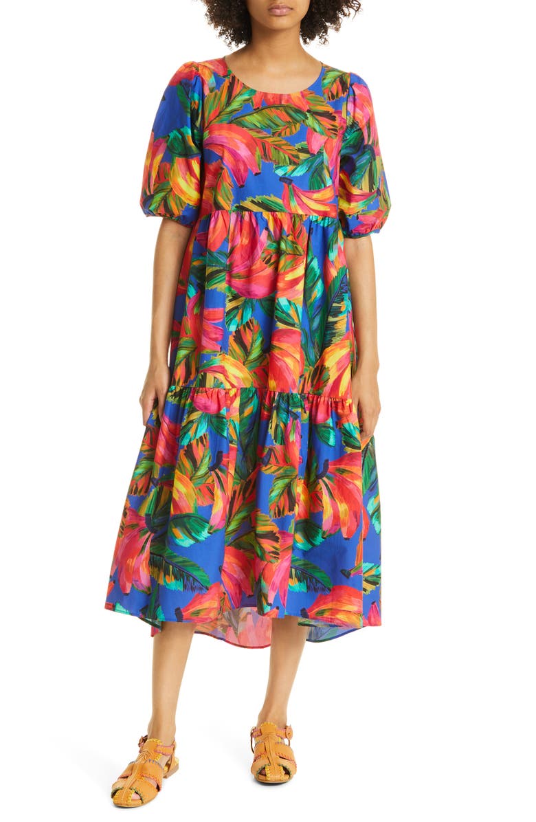FARM Rio Banana Mix Cross Stitch Midi Dress | Nordstromrack