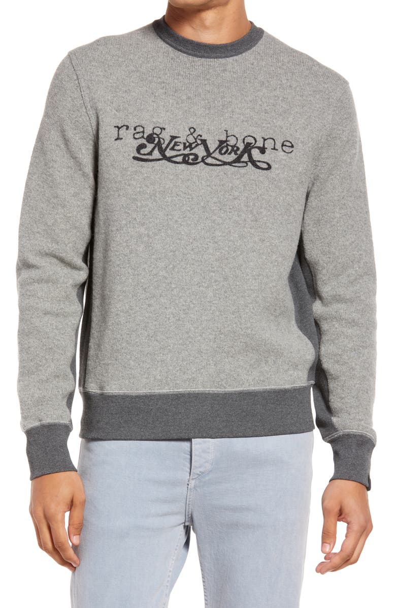 rag & bone Reversible Wool Blend Logo Sweater | Nordstromrack