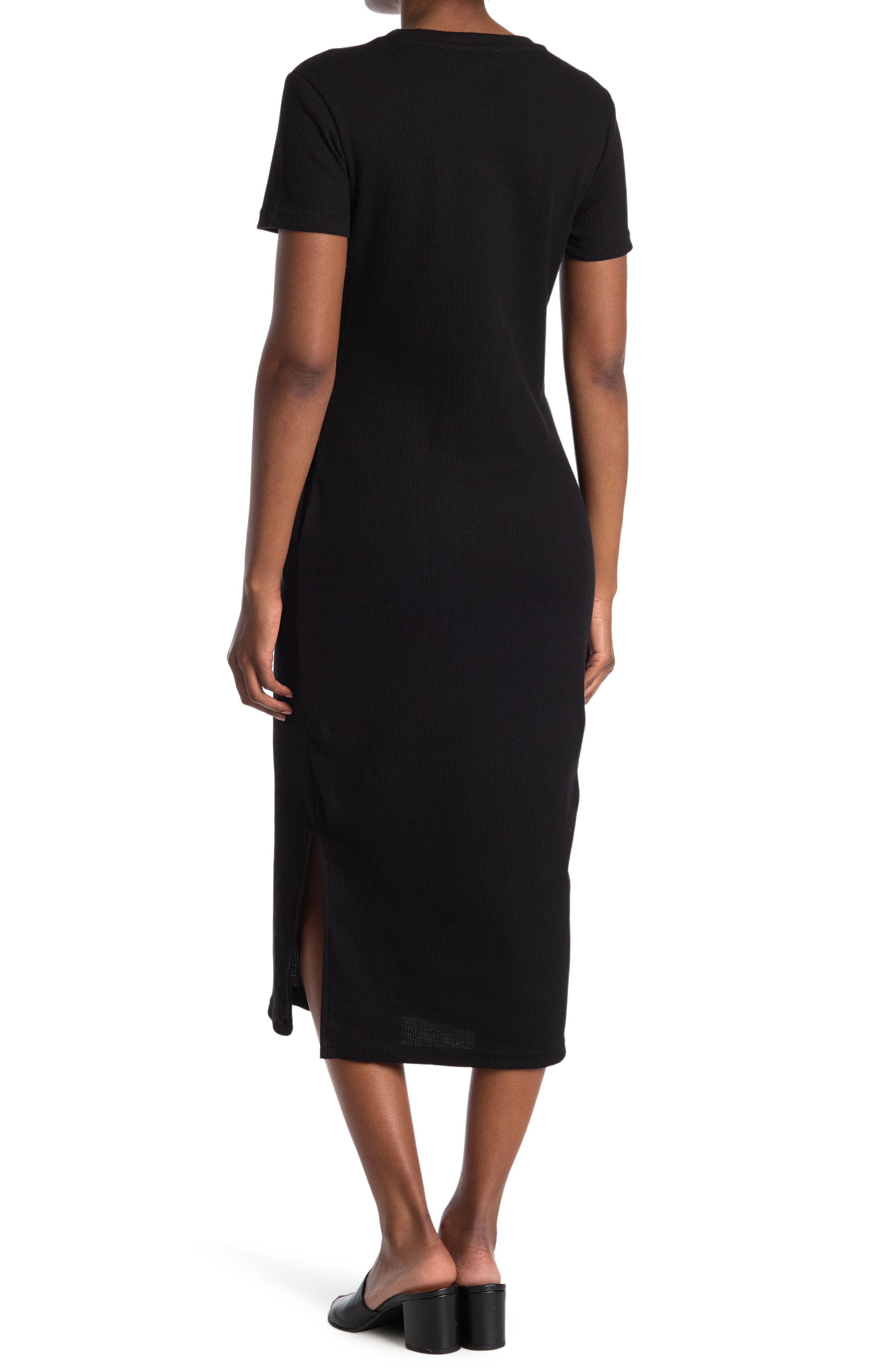 CLOTH BY DESIGN Waffle Knit Side Slit T-Shirt Dress | Nordstromrack
