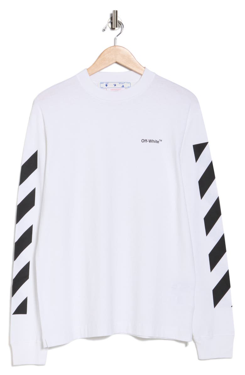 Off-White Diagonal Helvetica Long Sleeve Cotton Graphic Skate T-Shirt ...