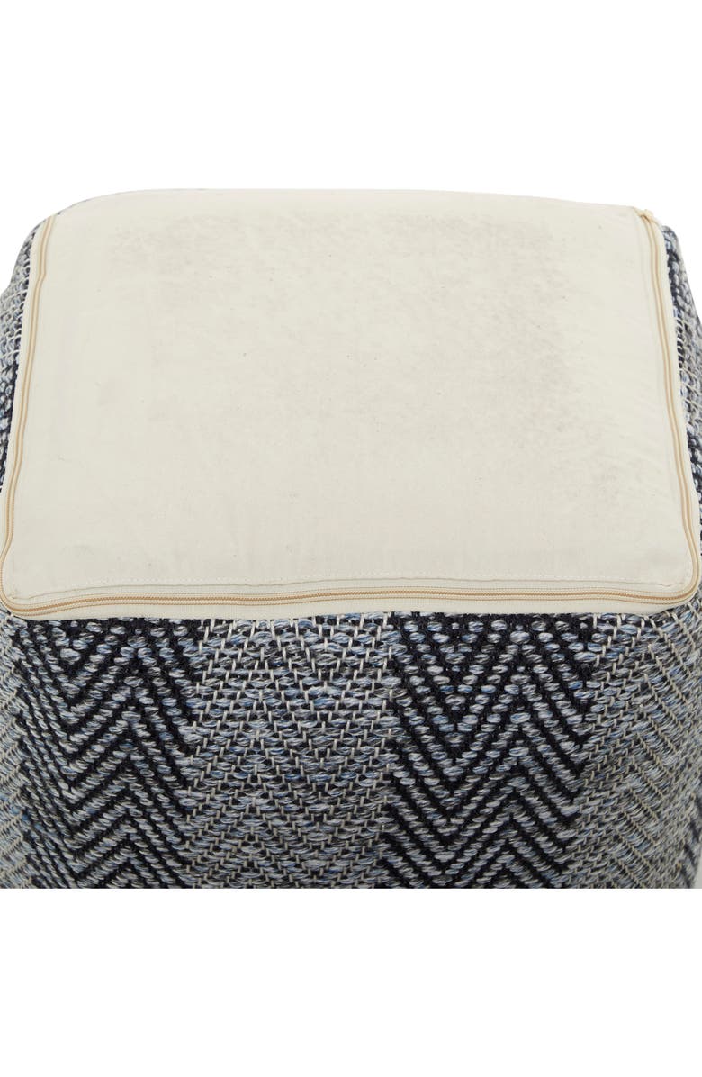 GINGER BIRCH STUDIO Black Fabric Pouf with Chevron Pattern | Nordstromrack