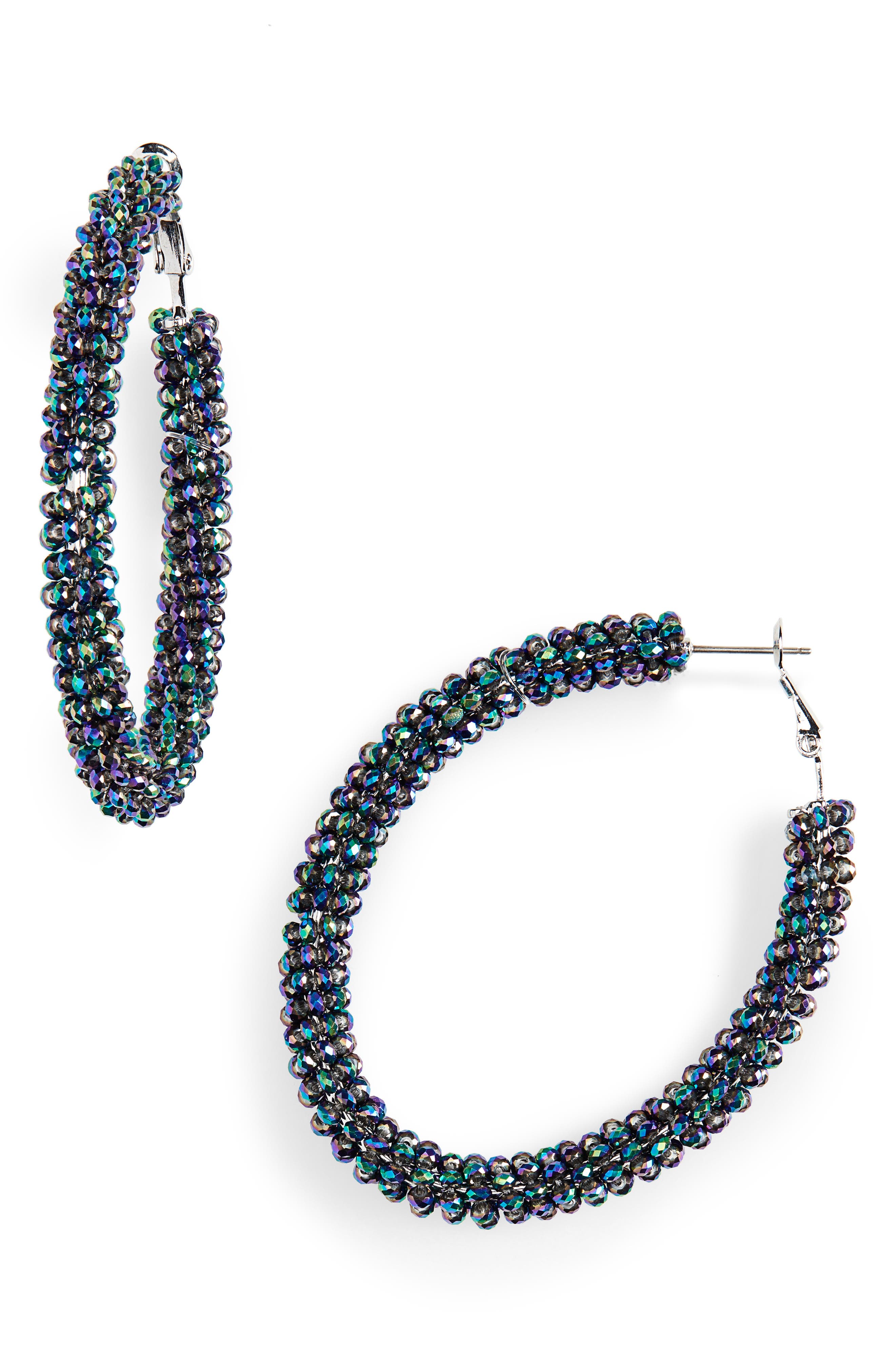 Stella + Ruby Beaded Hoop Earrings | Nordstrom