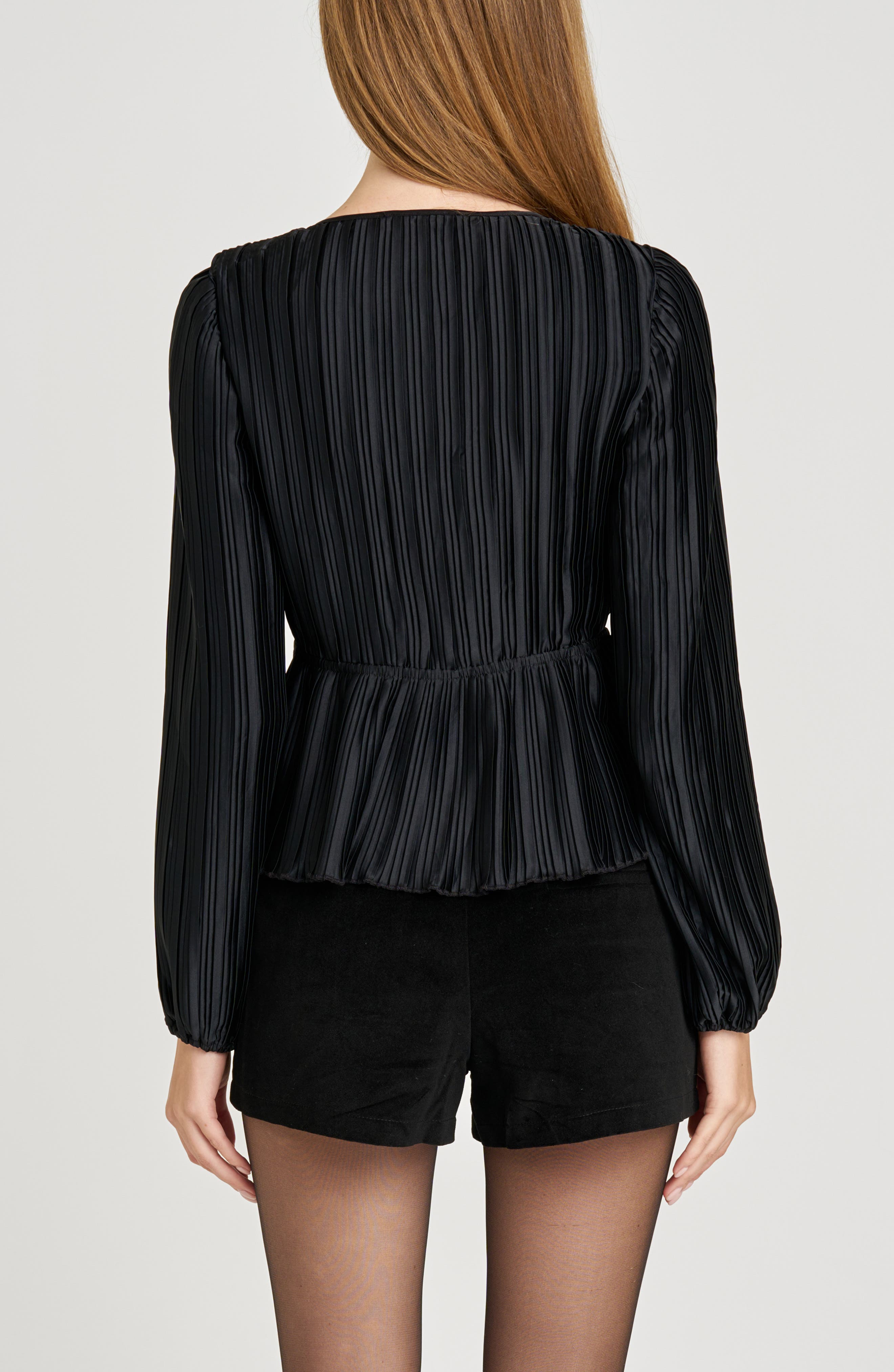 WAYF Melissa Plissé Bow Top | Nordstrom