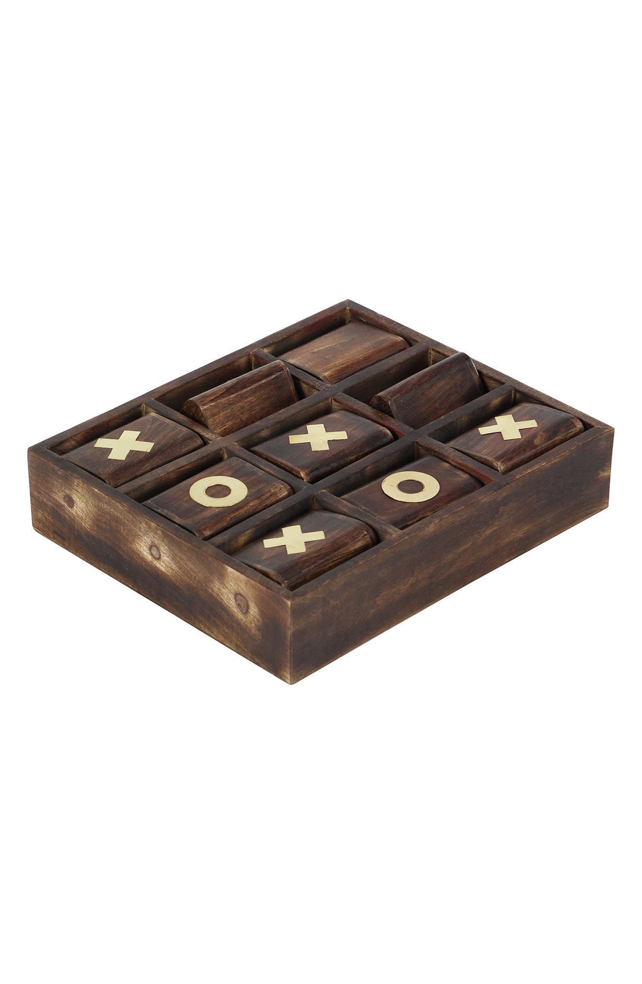 SONOMA SAGE HOME Dark Brown Mango Wood Tic Tac Toe Game Set with ...