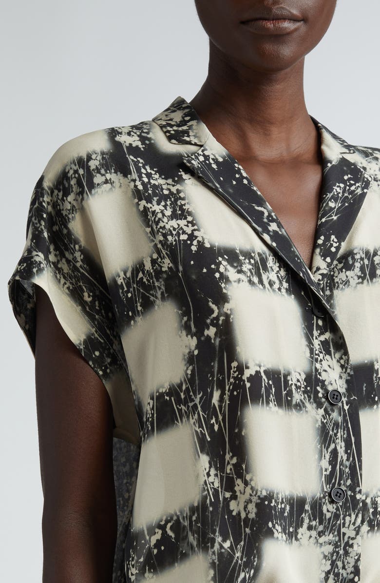 Lafayette 148 New York Shadow Block Print Silk Chiffon Top | Nordstromrack