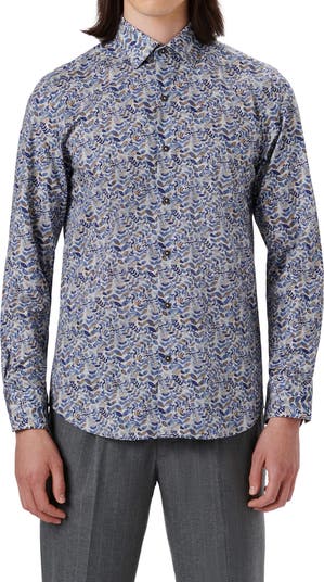 Bugatchi Shaped Fit Stretch Cotton Print Button-Up Shirt | Nordstromrack