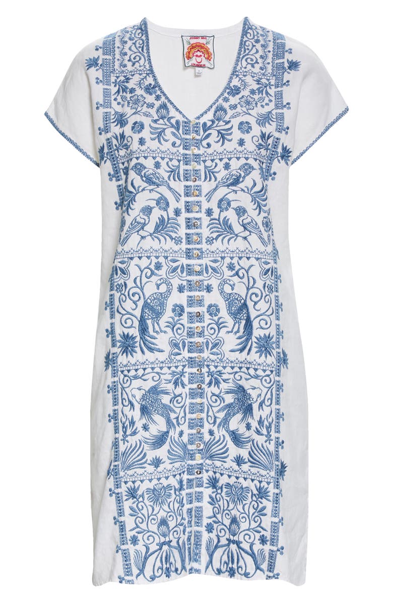 Johnny Was Harriet Embroidered Linen Tunic Dress | Nordstrom