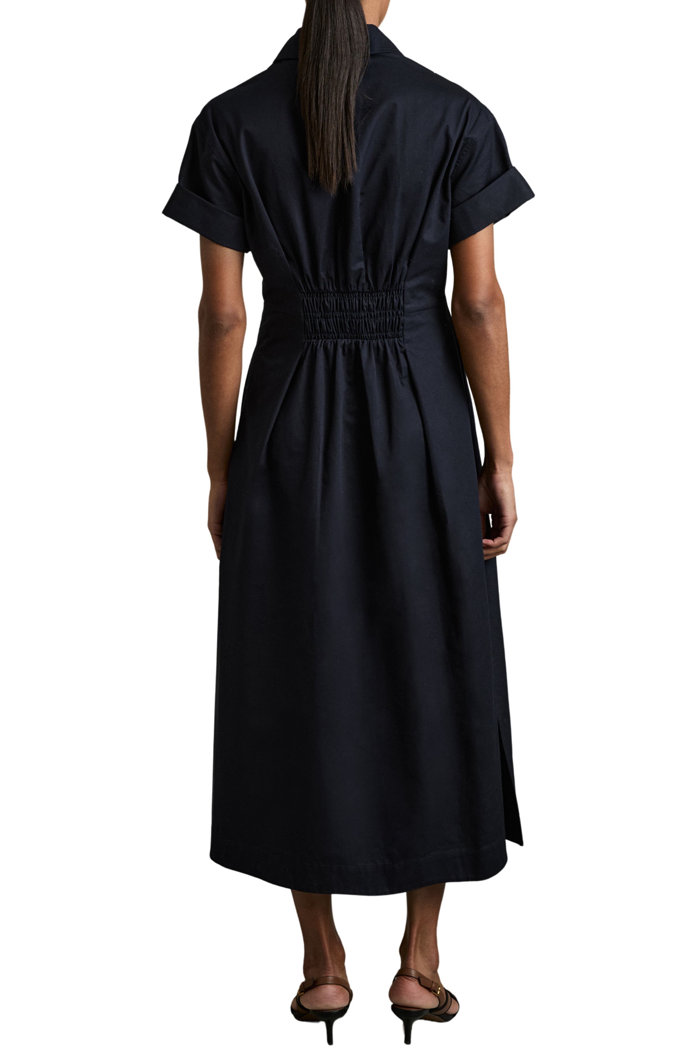 Reiss Aubrey Short Sleeve Cotton Midi Dress | Nordstrom