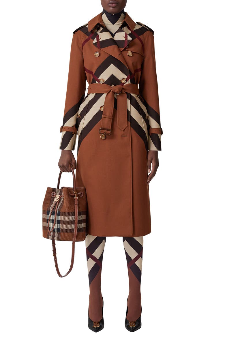 Burberry Waterloo Kissing Check Wool Trench Coat | Nordstrom