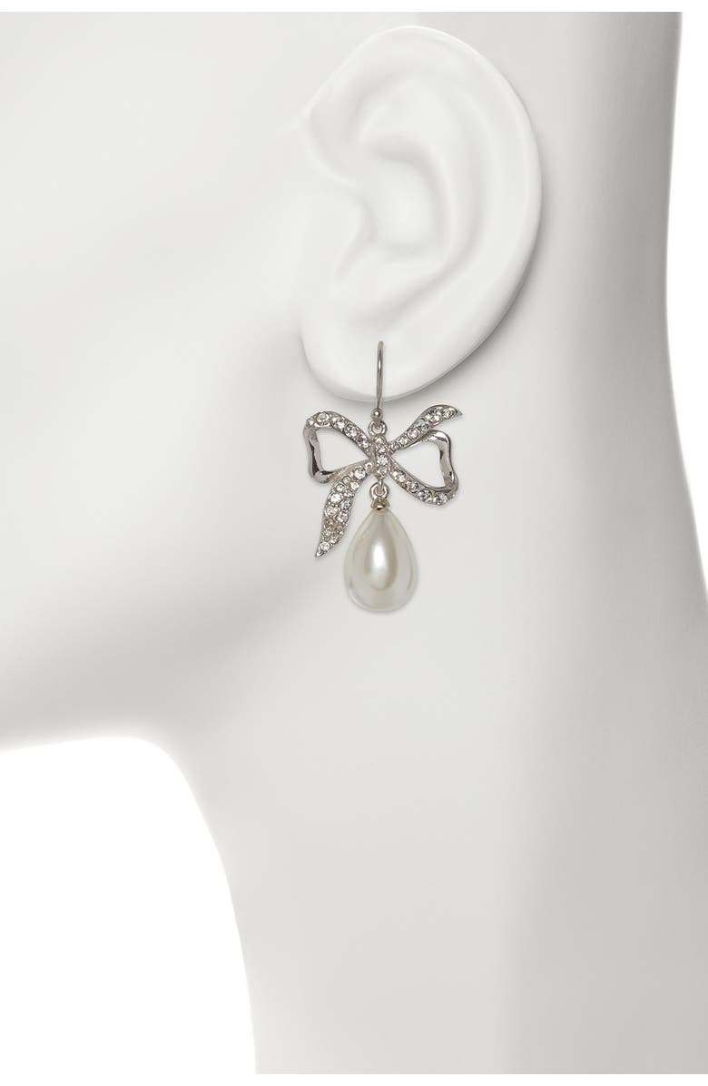 Vince Camuto Pave Crystal Boow & Glass Pearl Drop Earrings | Nordstromrack