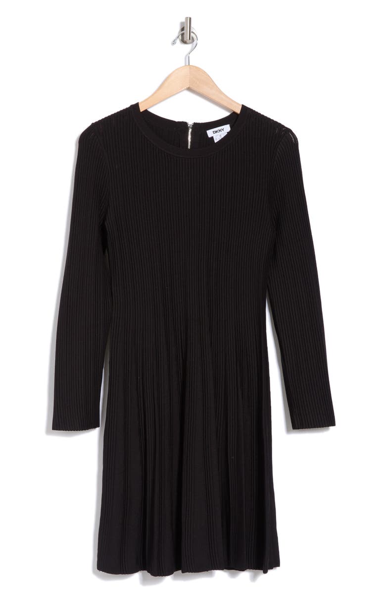 DKNY Long Sleeve Ribbed Fit & Flare Sweater Dress | Nordstromrack