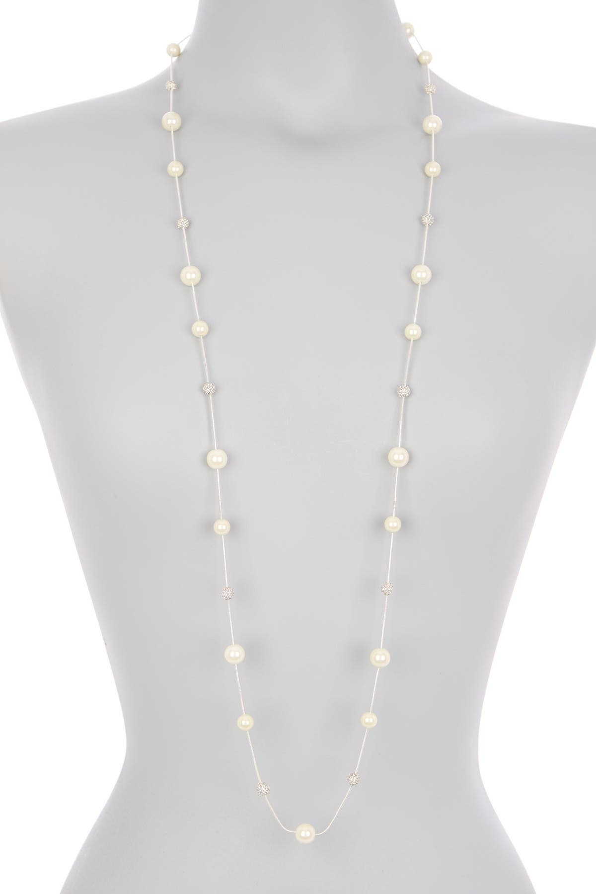 Lauren Synthetic Pearl & Pave CZ Ball Station Necklace | Nordstromrack