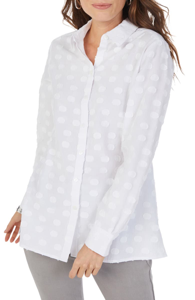 Foxcroft Journey Clip Dot Long Sleeve Button-Up Shirt | Nordstromrack