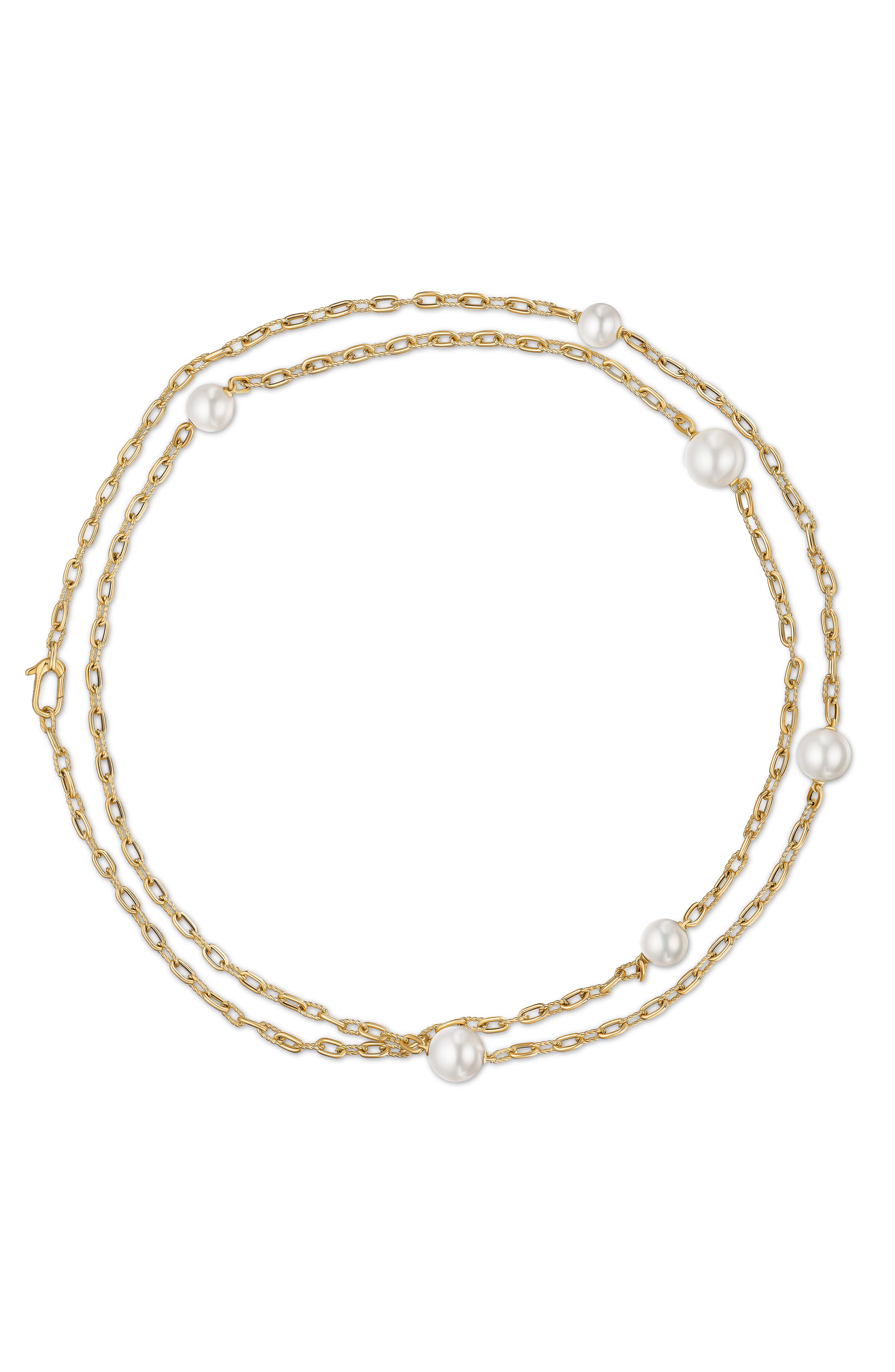 David Yurman DY Madison® Necklace in 18K Yellow Gold with Pearls, 6.2mm ...