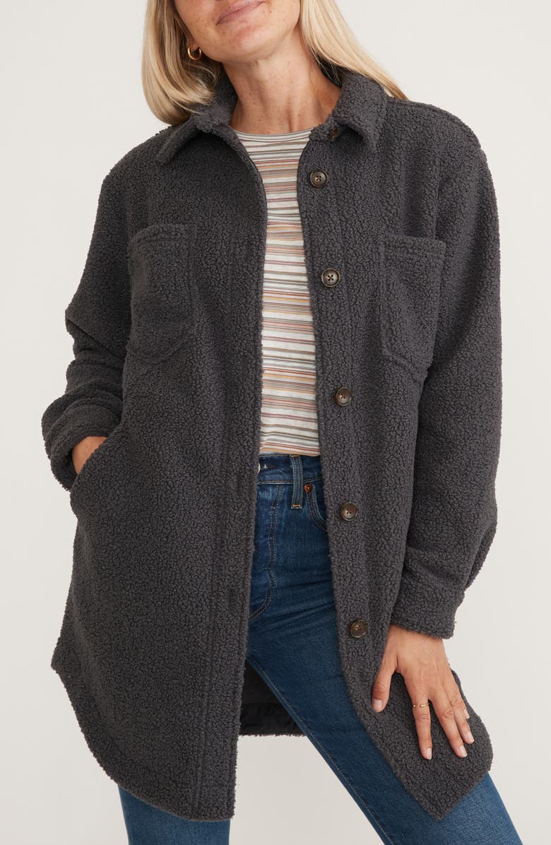 Marine Layer Bailey Longline High Pile Fleece Shirt Jacket | Nordstromrack