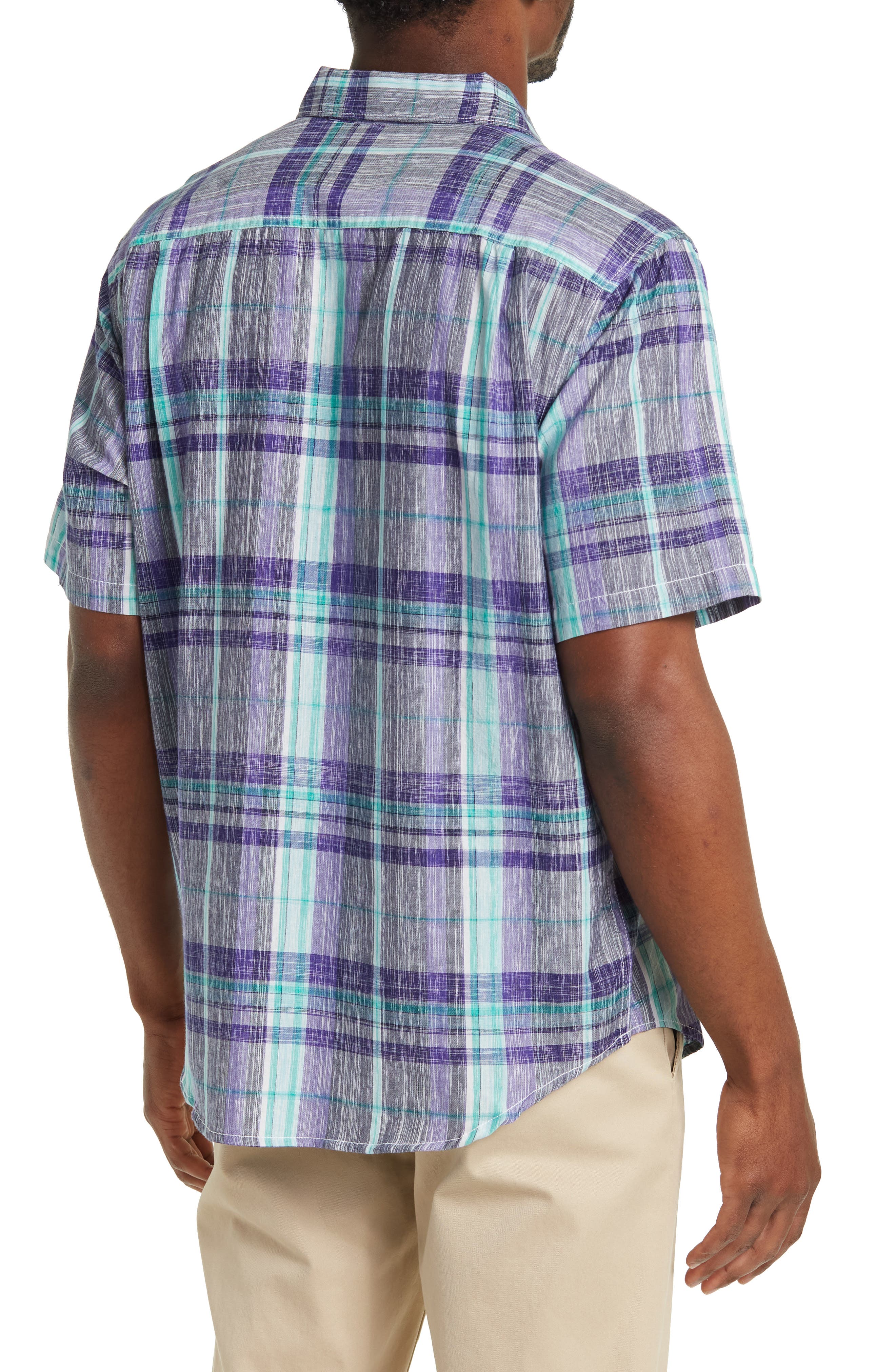 Tommy Bahama Samba Wave Plaid Print Short Sleeve Shirt | Nordstromrack