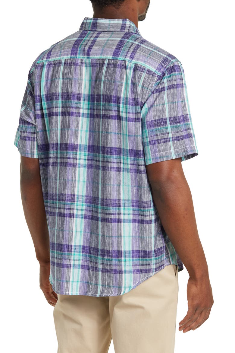 Samba Wave Plaid Print Short Sleeve Shirt (Men) | Nordstromrack