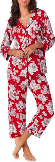 BedHead Pajamas Print Stretch Organic Cotton Jersey Crop Pajamas ...