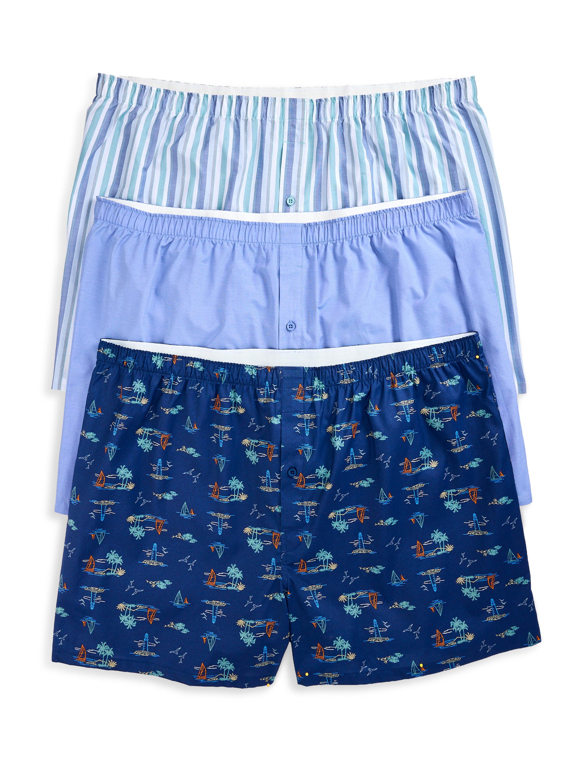 Harbor Bay by DXL Big & Tall 3-pk Sweet Escape 4.5 Inch Woven Boxers ...