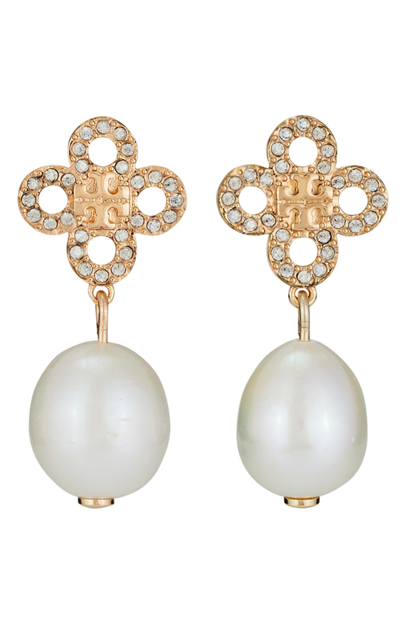Tory Burch Kira Clover Cultured Pearl Drop Earrings | Nordstrom