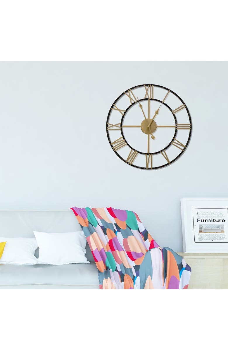 WALPLUS 17 Inch Gold And Black Vintage Roman Wall Clock 43cm ...