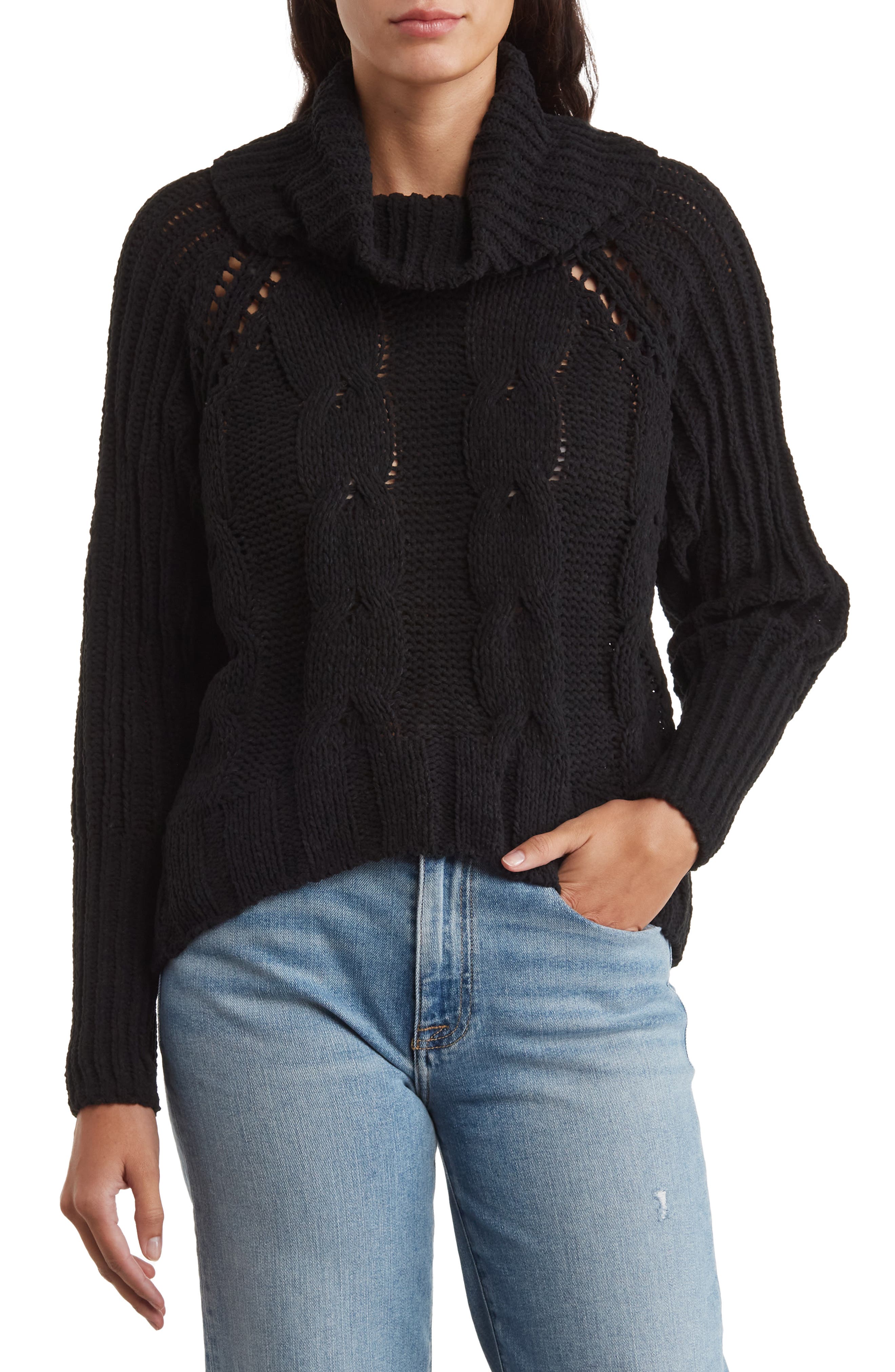 DR2 by Daniel Rainn Turtleneck Crop High-Low Sweater | Nordstromrack
