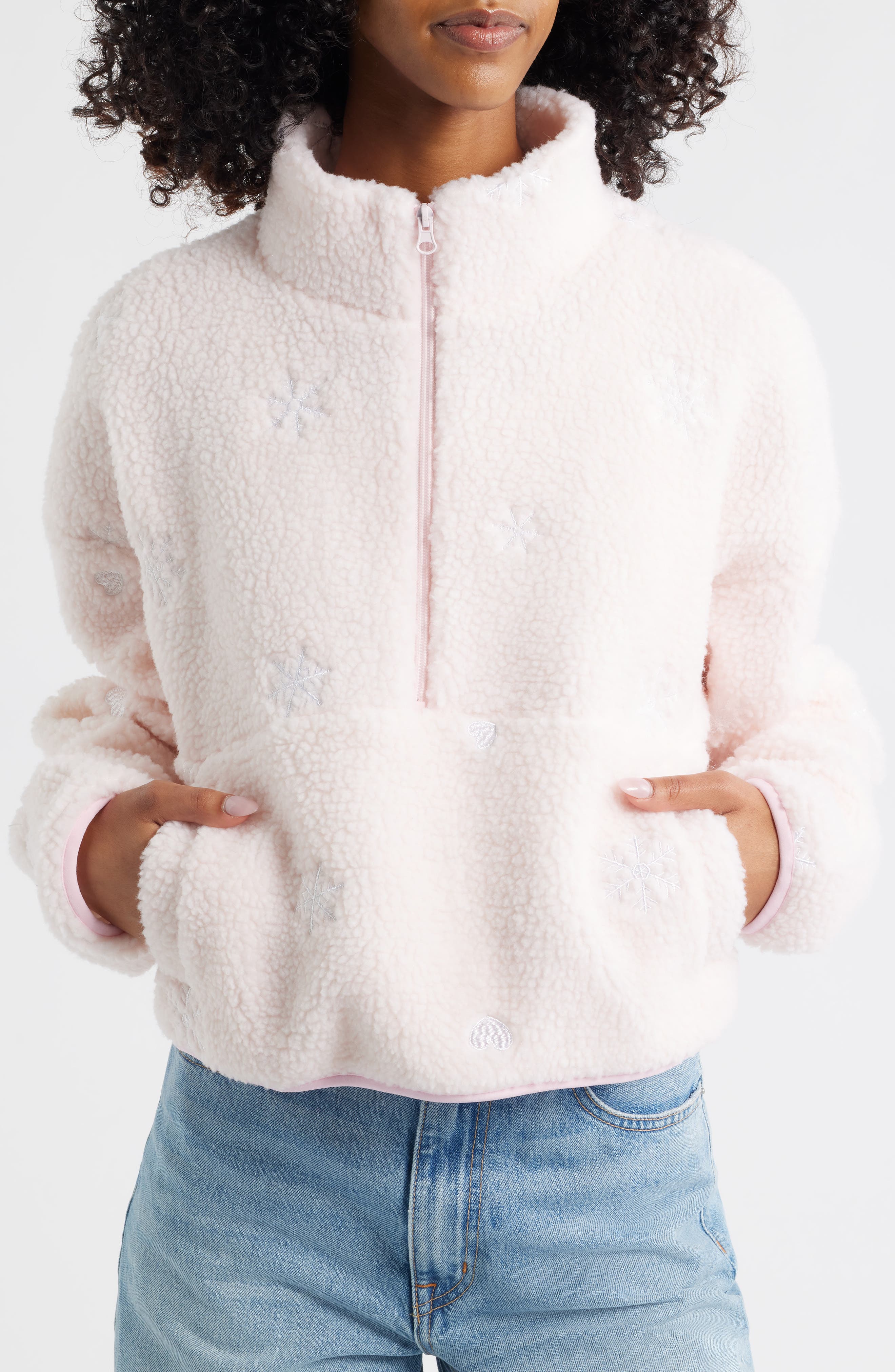 HAPPY CAMP3R Snow Angel Elle Embroidered Faux Fur Pullover | Nordstrom