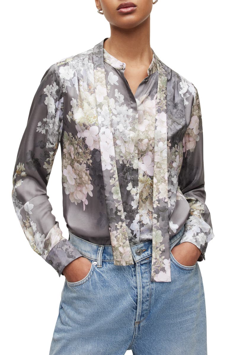 AllSaints Toni Venetia Tie Neck Blouse | Nordstromrack