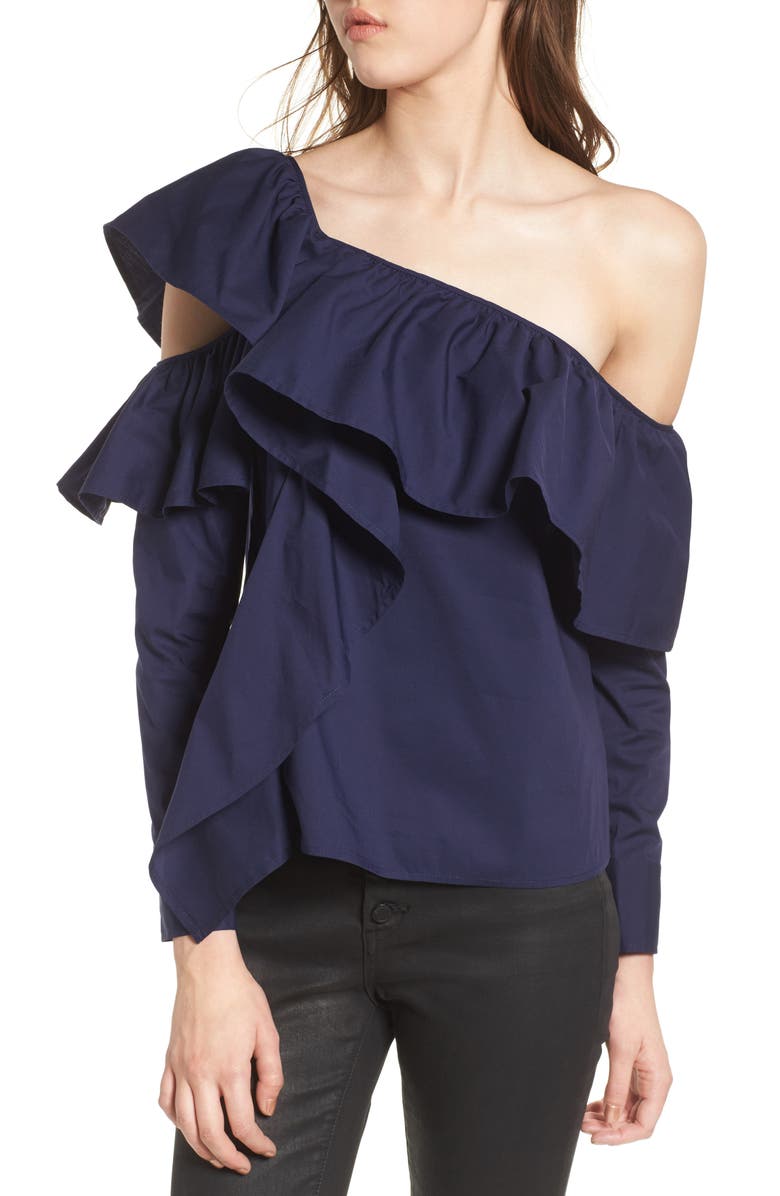 Leith One-Shoulder Ruffle Top | Nordstrom