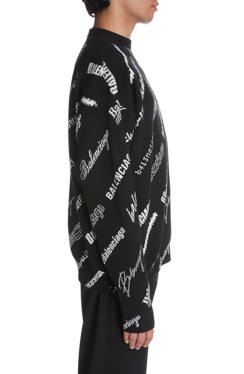 Balenciaga Multi Logo Jacqaurd Wool Blend Sweater | Nordstromrack