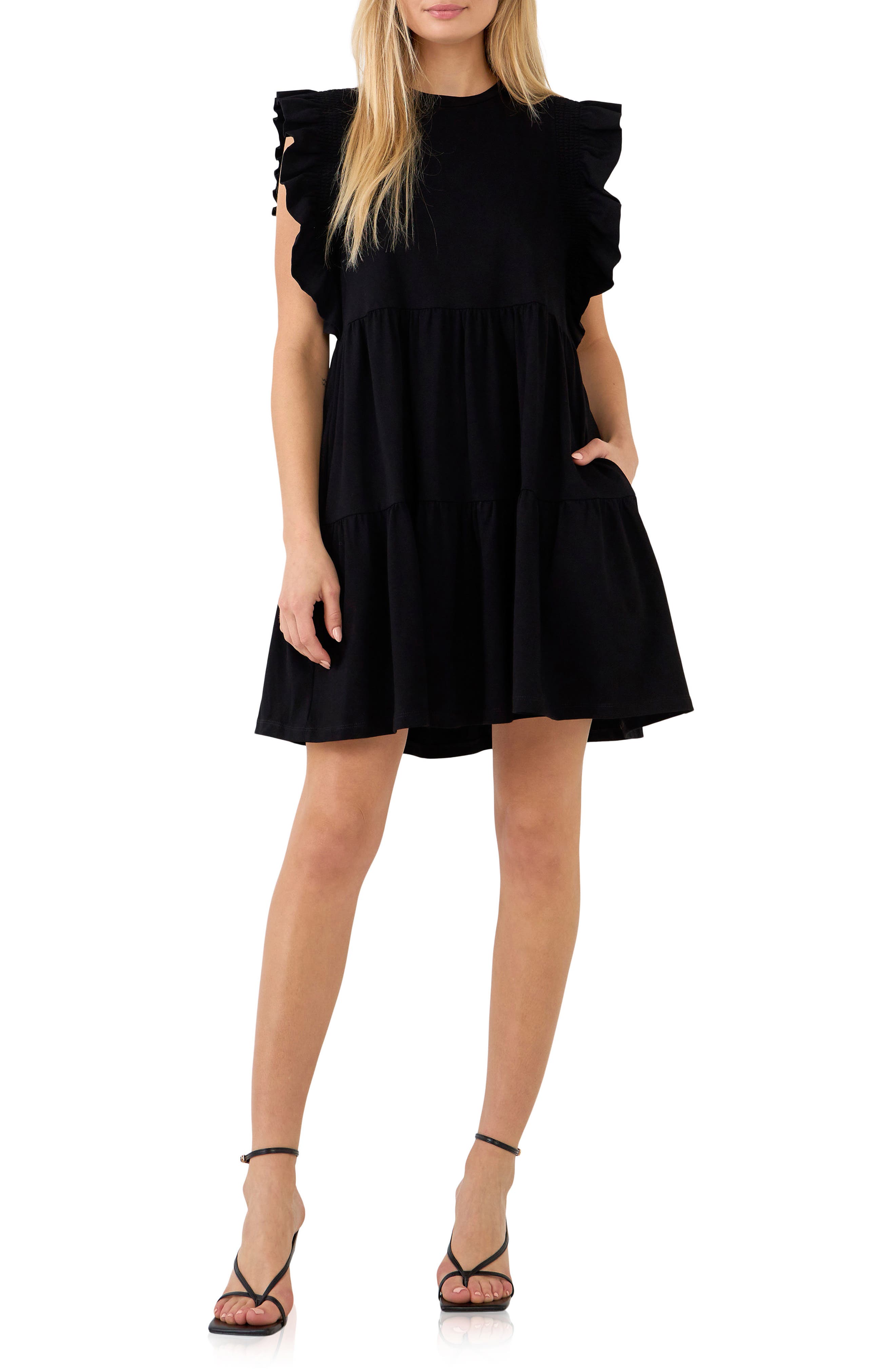 English Factory Ruffle Cotton Babydoll Minidress | Nordstromrack